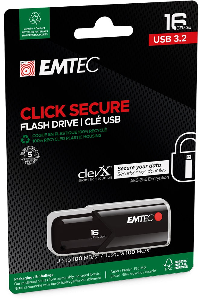 EMTEC USB3.2 CLICK SECURE B120 PEN DRIVE 16GB
